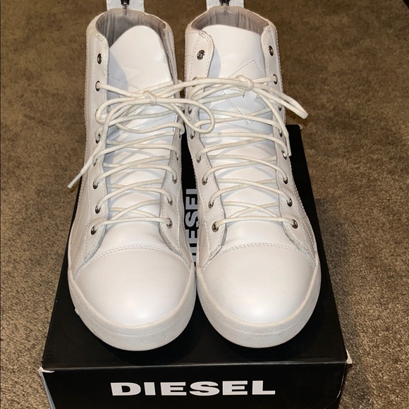 Diesel | Shoes | Diesel Mens White Hightop Sneakers | Poshmark